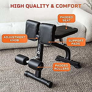 LifePro Multipurpose Roman Chair - Foldable Back Extension Bench & Ab Bench Workout Chair- Versatile At-Home Hyperextension Bench & Ab Chair for Whole-Body Training (Grey)