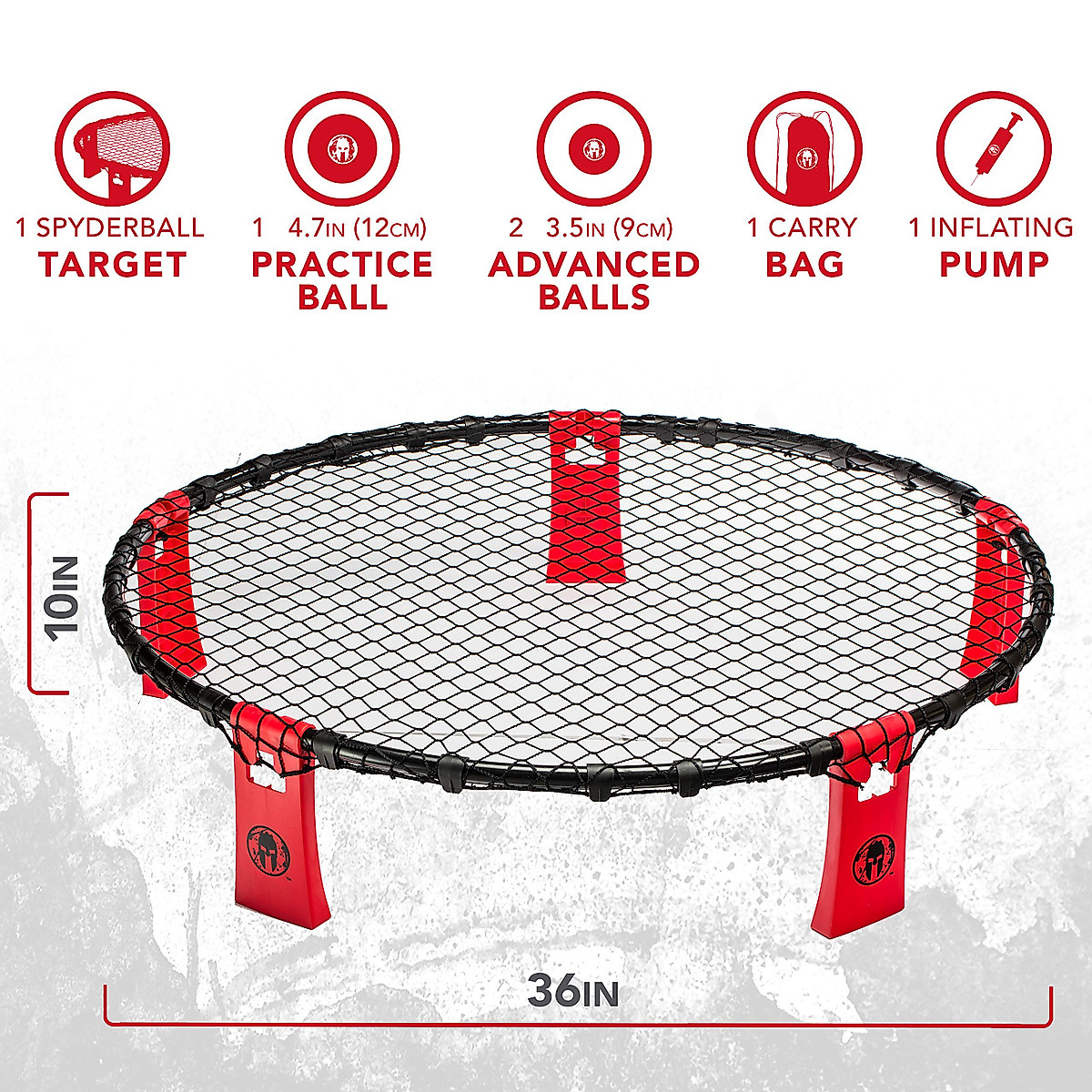 Franklin Sports Spartan Spyderball Game Set - Includes 3 Balls, Carrying Case and Rules - Played Outdoors, Indoors, Yard, Lawn, Beach - Durable Tight Net