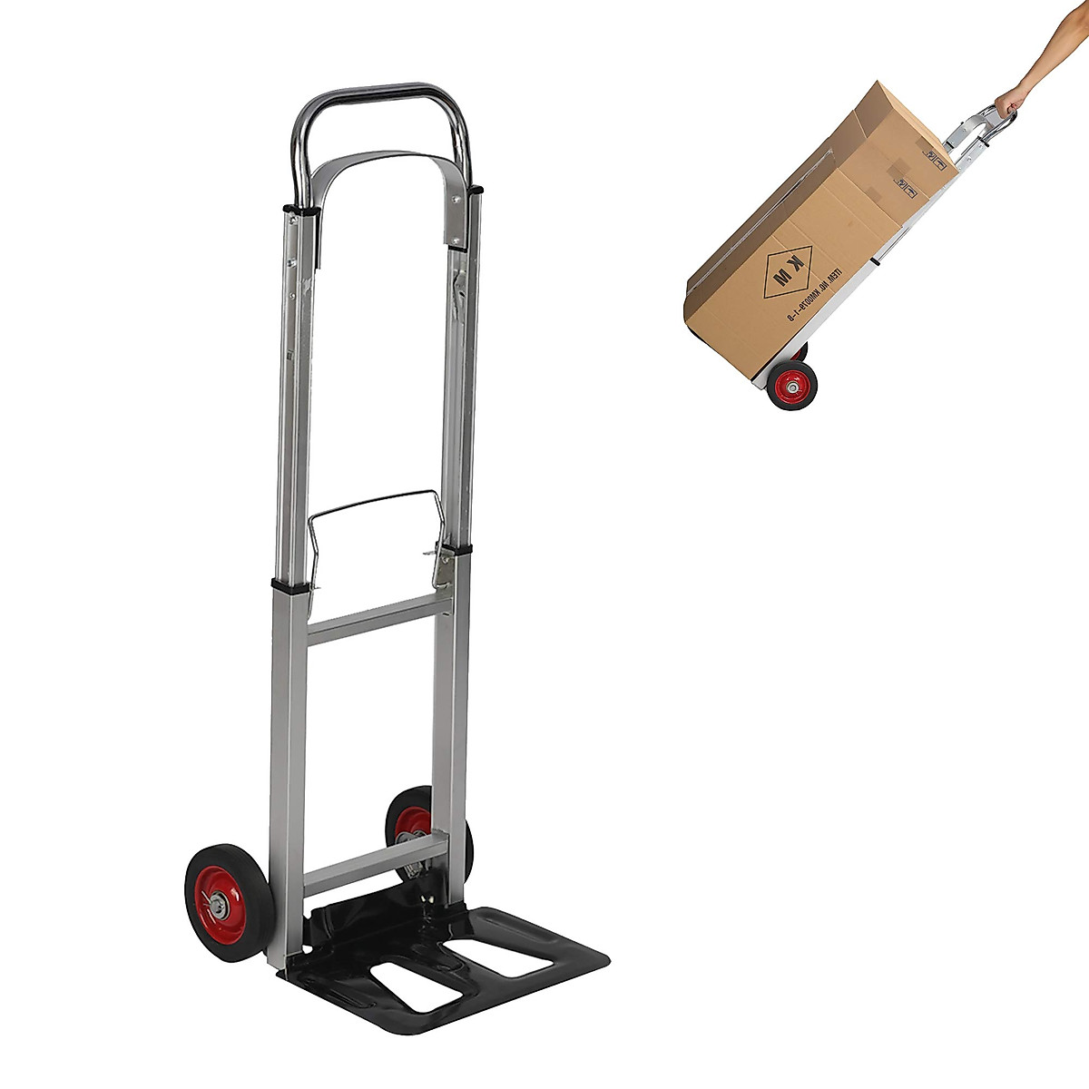 LUCKYERMORE 330 LB Capacity Hand Truck Dolly Portable Folding Compact Trolley Heavy-Duty Aluminum Luggage Cart with 2 Wheels