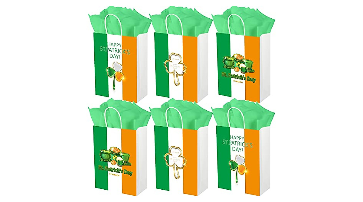 St. Patrick's Day Gift Bags Set - 24 Durable Irish Party Favor Bags
