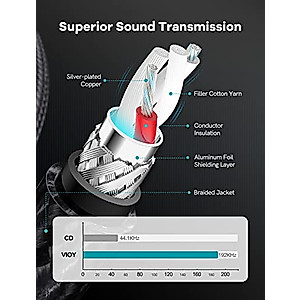 VIOY 3.5mm to Dual 1/4 Inch Audio Splitter Cable, Gold Plated 1/8" TRS Female to Dual Quarter Inch 6.35mm TS Mono Male Plug Braided Stereo Breakout Cable 35cm/13.8inch