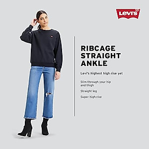 Levi's Women's Ribcage Straight Ankle Jeans, (New) Black Rinse, 30