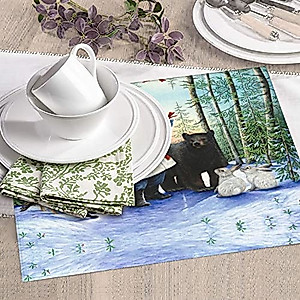 Santa Claus and Animals Printed Drying Mat For Kitchen Ultra Absorbent Microfiber Dishes Drainer Mats Non-Slip Silicone Quick Dry Pad - 18 X 16inch