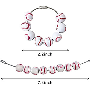 Renyqatt Baseball Charms for Bogg Bag and Simply Southern Tote, Sports Wooden Beads Accessories Charm for Beach Tote Bag, Accessories for Customizing Your Bag (Baseball Pattern)