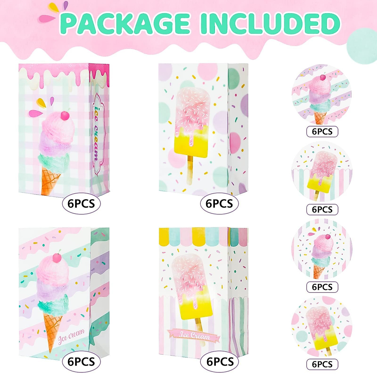 WERNNSAI Bee Goodie Bags - 24 PCS Honey Bee Party Supplies Gift Bags for Kids Girls Birthday Baby Shower Bumble Bee Party Favor Bags with Stickers