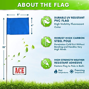 Blue Marking Flags 100 Pack - 4x5-Inch Marker Flags - 15-Inch Wire - Small Yard Flags Marking Flags for Lawn, Irrigation Flags, Lawn Flags Markers, Landscape Flags, Survey Flags, Sprinkler Flags