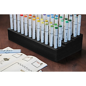 Polar Whale 2 Art Marker Tiered Organizer Stands Pen Pencil Brush Storage Design Storage Tray Supply Non-Scratch Non-Rattle Washable Durable Black Foam Holds 72