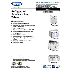 AtosaUSA MSF8304GR 72.70'' 3 Door Counter Height Refrigerated Sandwich/Salad Prep Table with Standard Top