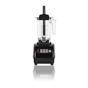 OmniBlend Omni-Q Commercial Blender with Full Sound Enclosure Shield, Quiet Heavy Duty 3-Speed, Self-Cleaning, Includes Multifunctional 2-in-1 Wet Dry Blades, 1.5 Liter Jar (Black)