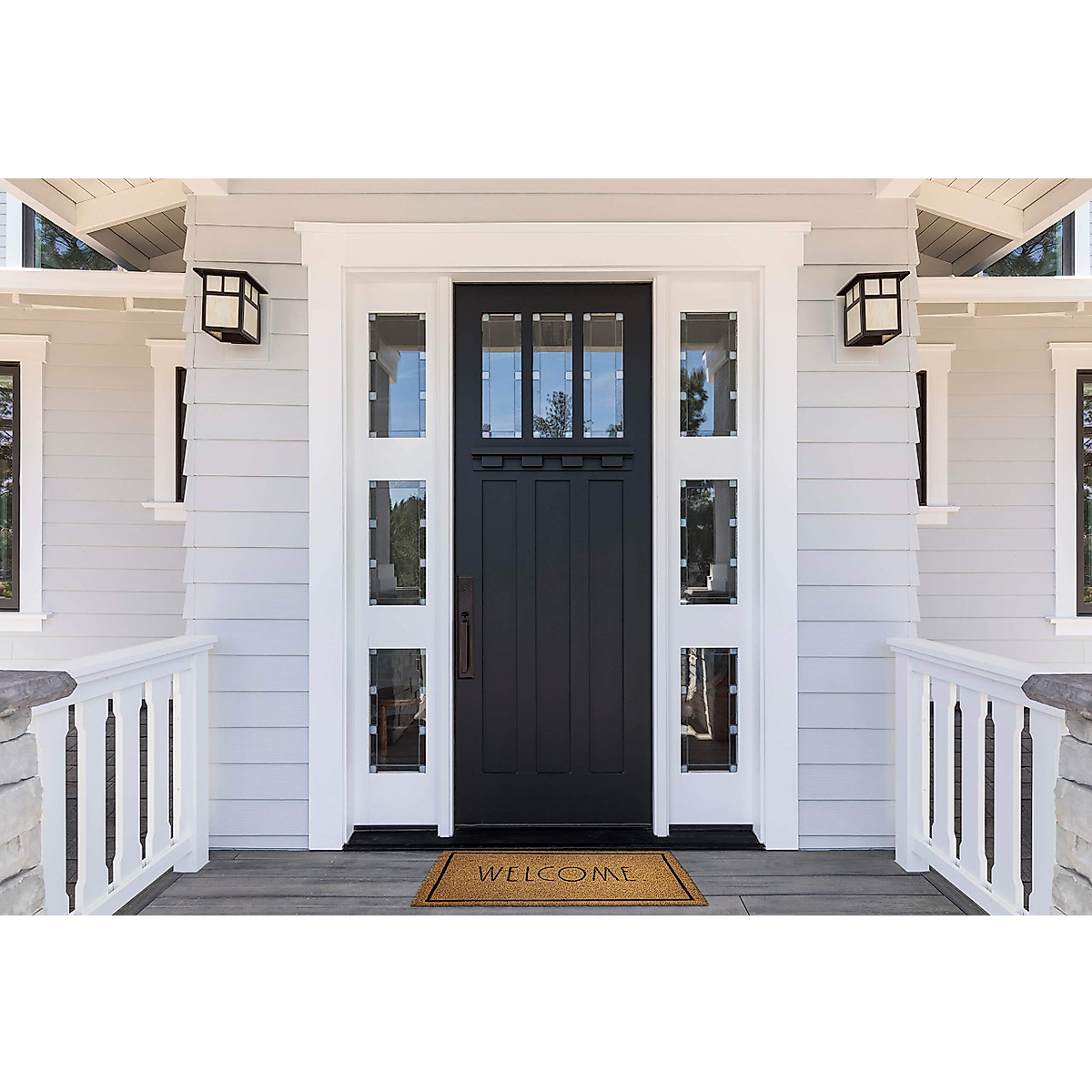 Rae Dunn Welcome Door Mat - 24" x 36" Welcome Mat - Coco Coir Coconut Fiber and Waterproof Rubber Back - Cute Decor Indoor and Outdoor Rug for Front Porch, Entrance, Entryway, Patio