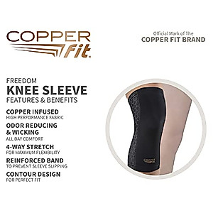 Copper Fit Freedom Unisex Knee Compression Sleeve, Large