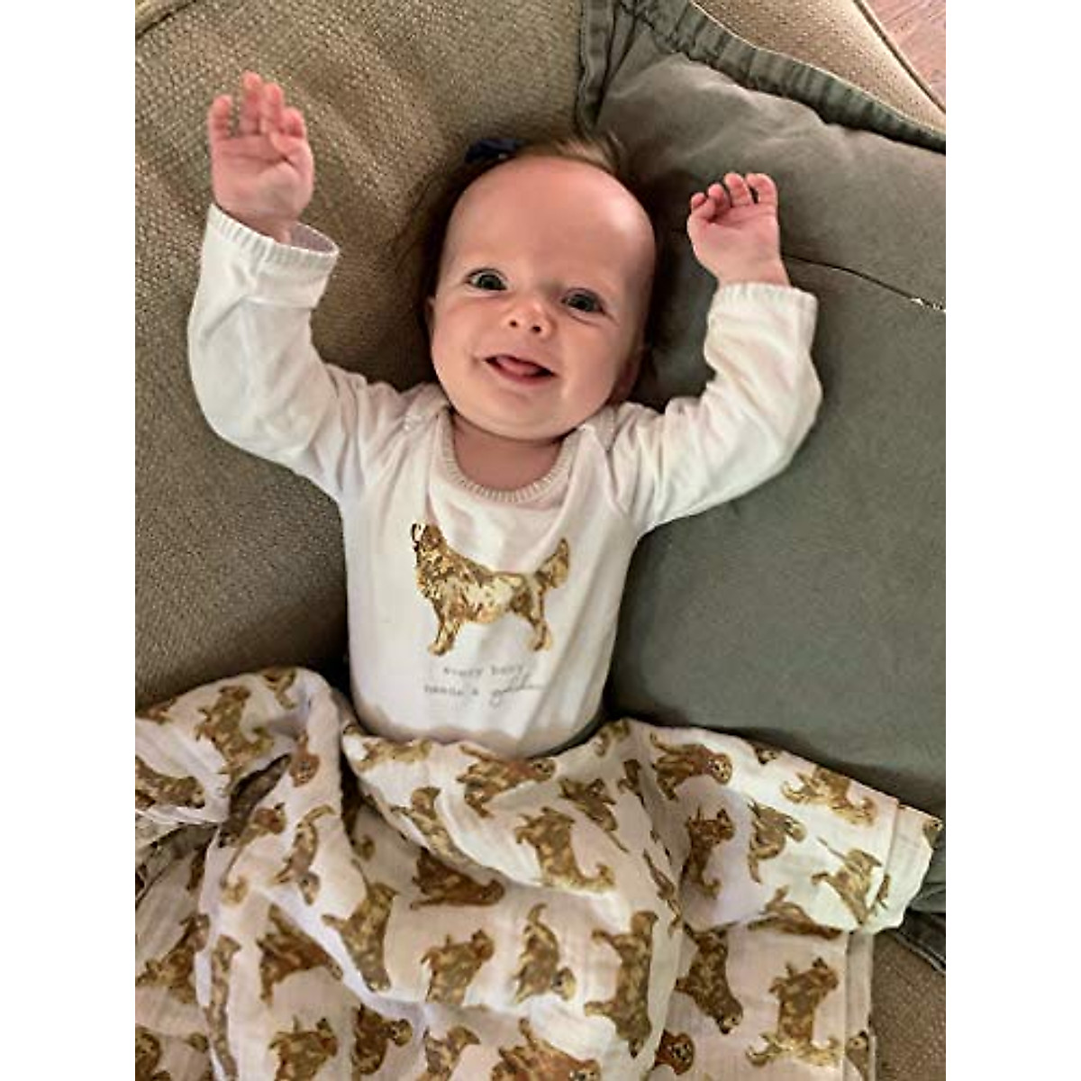 Mud Pie Dog Print Baby Crawler Bib Gift, Golden Retriever, 0-6 Month