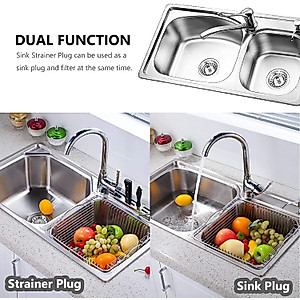 Kitchen Sink Strainer Kitchen Sink Plug, 2 Pack Universal Sink Plugs Bath Plug Strainer Plug, Thickened Stainless Steel Sink Plug Strainer For Kitchen Bathroom Home Office Hotel, Diameter 80Mm