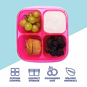 EasyLunchboxes - Bento Snack Boxes - Reusable 4-Compartment Food Containers for School, Work and Travel, Set of 4 (Jewel Brights)