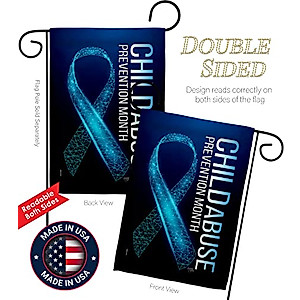 Breeze Decor Prevention Child Abuse Garden Flag Set Wood Dowel Support Awareness Inspirational Survivor Ribbon Cancer Autism Breast BLM House Banner Small Yard Gift Double-Sided, Made in USA