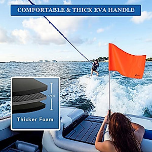 MUMUBOAT Orange Boat Flag Water Ski Flag 48 Inch, 12” x 18” Boat Safety Flag Skier Down Flag, 3 Sections Floating Boat Flags with Pole, Ideal for Tubing, Wakeboarding, Watersports