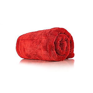The Rag Company - The 1500 - Heavy Duty Microfiber Drying Towel; Perfect for Trucks, Commercial Vehicles, RVs, Boats, and More; Premium 70/30 Blend Twist Loop Design, 1500gsm, 30in x 30in, Red