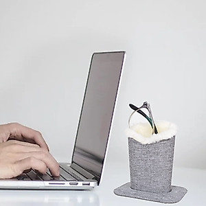 Baitaihem Pack of 2 Plush Lined Eyeglasses Holder Stand Protective Glasses Case For Desks Or Nightstands, Canvas (gray)