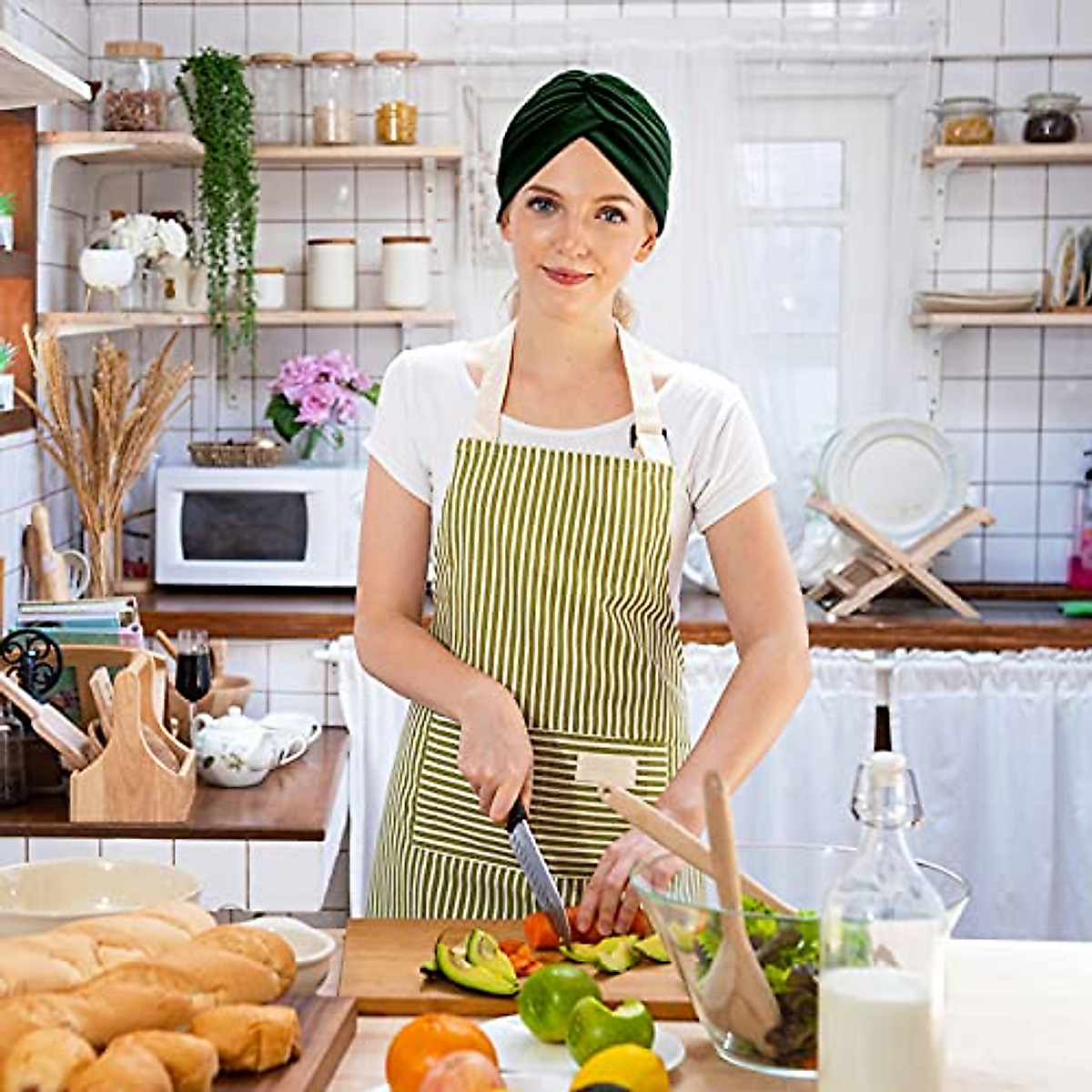 17 Pack Stretchable Polyester Turban Head Cover Twisted Pleated Headwrap By Ever Fairy (Style A)