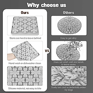 Coomazy Silicone Snuffle Mat for Dogs, Interactive Sniff Feeding Training Mat for Puppy, Helps with Stress Relief, Foraging Skills, Brain Stimulation and Boredom, Grey