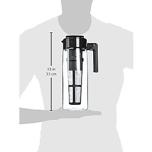 Takeya Patented Deluxe Cold Brew Coffee Maker with Black Lid Airtight Pitcher, 2 Quart, Black