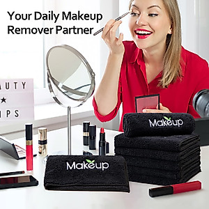 Orighty Microfiber Makeup Remover Cloths - Super Soft, Quick Dry Face Towels for Cleansing, 13 x 13 Inch, Pack of 6, Black