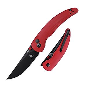 Kizer Chili Pepper Red Pocket Knife, 3 Inch 154CM Black Blade Folding Knife with G10 Handle for EDC, V3601C1