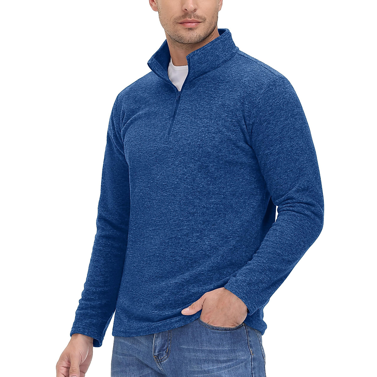 MAGCOMSEN Mens Shirts Long Sleeve Slim Fit Outdoor Sweatshirts Men Quick Dry Shirts Casual Shirts Mens Fishing Shirts Winter Fleece Jacket Running Shirts