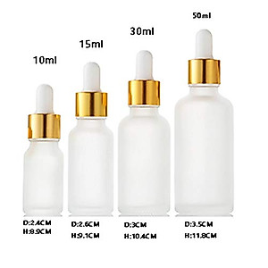 12 Pack Set Glass Dropper Bottles With Golden Caps Frosted Glass Vials Essential Oil Sample Bottles With Glass Eye Dropper Free Dropper&Funnel (50ml/1.7oz)