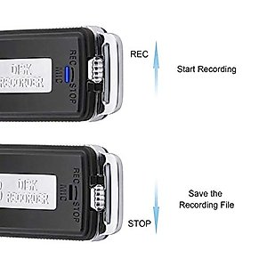 Digital Voice Audio Recorder - USB Voice Recorder - No Flashing Light While Recording - Sound Recording Device for Lectures - 15 Hours Battery Life - Dictaphone, 8GB, Mini Grabadora de Voz