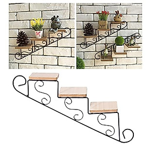 ZHYH Rural Creative Staircase Shape Clothing Store Wall Decoration Hanging Flower Shelf Mount