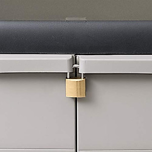 Qiilu Polypropylene Lockable Storage Cabinet, 25.6X 15 x 34.3 in Polypropylene Garden Storage Cabinet with 2 Adjustable Shelves Counter Height Cabinet Jumbo Storage Cabinet for Outdoor Patio