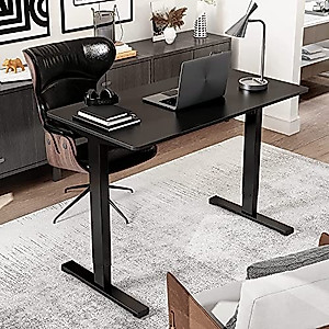 FLEXISPOT Adjustable Height Desk 40 x 24 Inches Small Standing Desk for Small Space Electric Sit Stand Home Office Table Computer Workstation (Black Frame + Black Desktop)