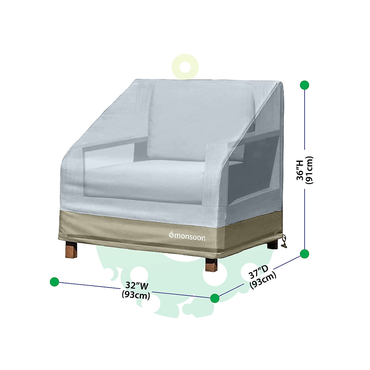 [monsoon] Patio Chair Cover Waterproof Outdoor Lawn Patio Furniture Chair Cover (32")