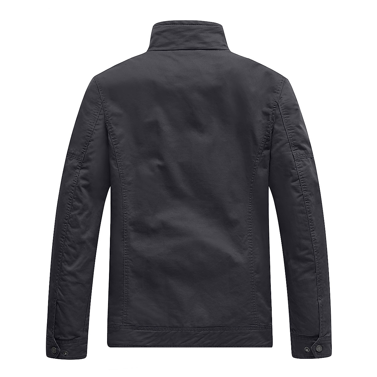 WenVen Men's Washed Cotton Military Jacket (Grey, Medium)