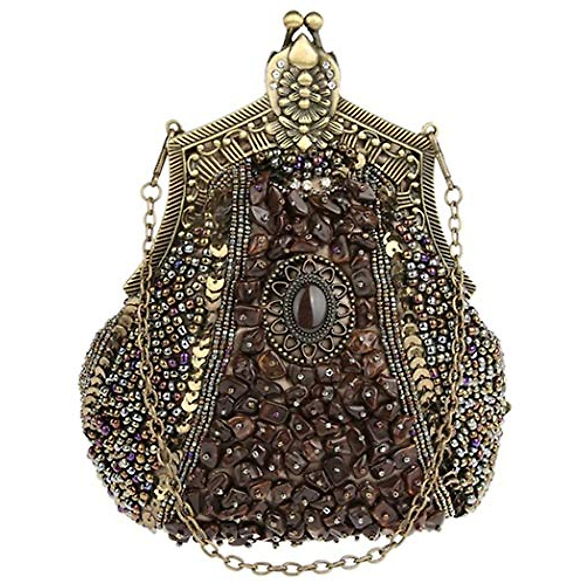 Snowskite Women's Antique Beaded Party Clutch Vintage Purse Evening Handbag Mine Green