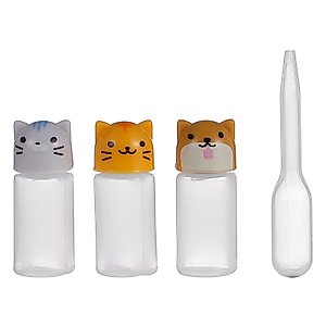 DOITOOL 3Pcs Mini Sauce Squeeze Bottles for Lunch Box, Cute Cat Dog Shaped Mini Ketchup Bottle Mini Condiment Bottle Sauce Bottles Lunch Box Dressing Dispensers for Kids Adults Bento Box with Dropper