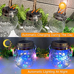 ZQX Outdoor Hanging Solar Lights,2 Pack 30 LED Solar Cracked Glass Ball Lanterns with Handle,Waterproof Solar Decorative Lights for Garden Patio Yard Christmas Wedding Party Decor(Warm White)