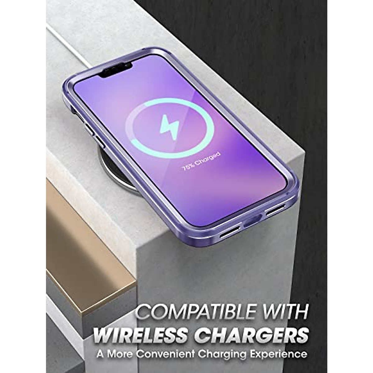 SUPCASE Unicorn Beetle Edge XT Case for iPhone 14 Plus 6.7", with Built-in Screen Protector Slim Frame Clear Protective Case (Purple)