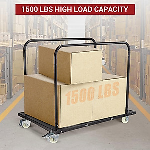 GarveeTech Folding Table Cart, 1500 LBS Heavy Duty Drywall Cart Steel Panel Truck with Wheels, Chair Cart Desk Trolley for Garage, Home, Office, Utility Tool Cart for Handling Lumber, Mattress