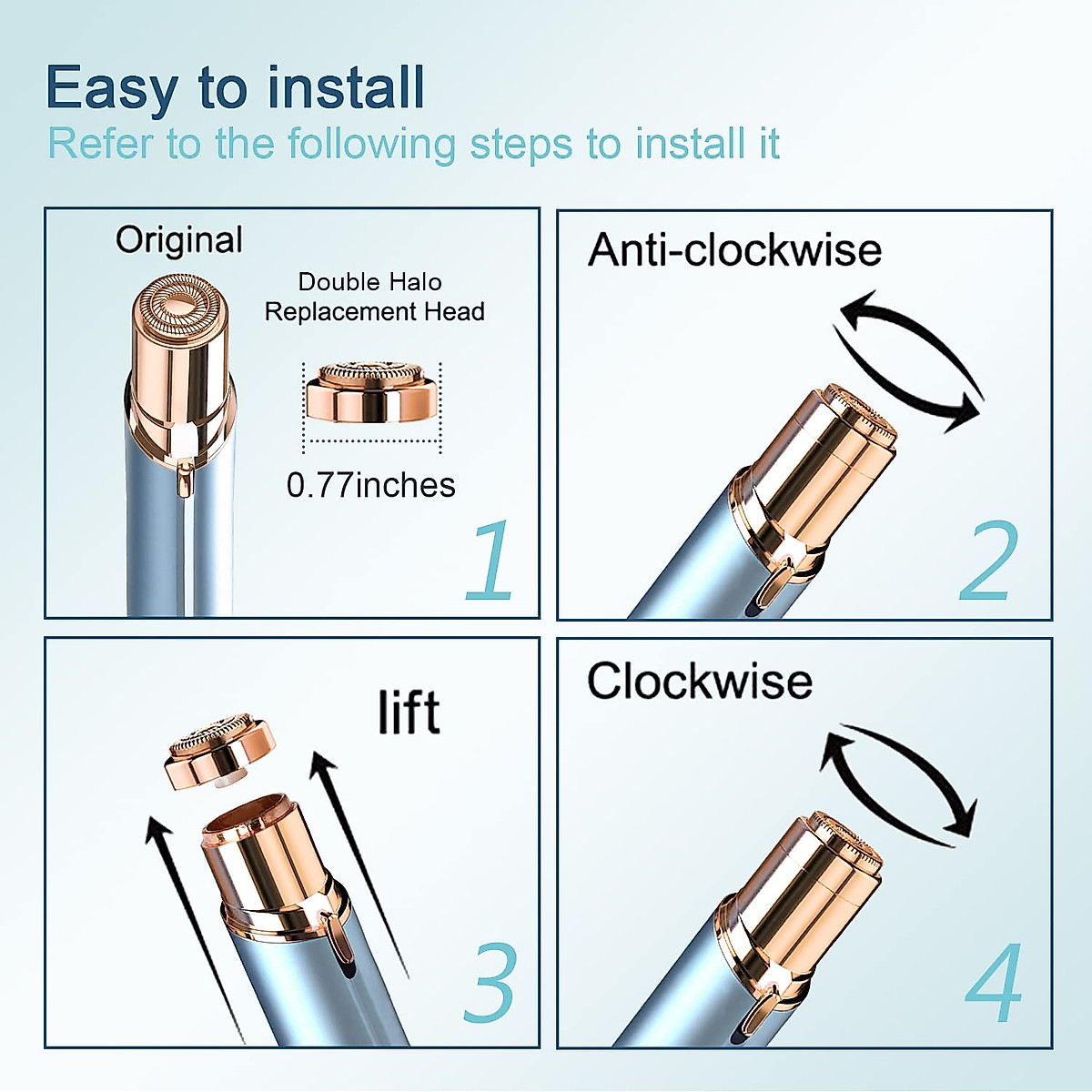Replacment Heads Generation 2 Double Halo Compatible with Finishing Touch Flawless Gen 2 Facial Hair Removal for Women, 4-pc Pack