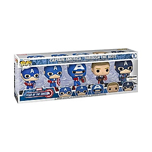 POP Funko Marvel: Year of The Shield - Captain America Through The Ages 5 Pack, Amazon Exclusive, Multicolor, (55482)
