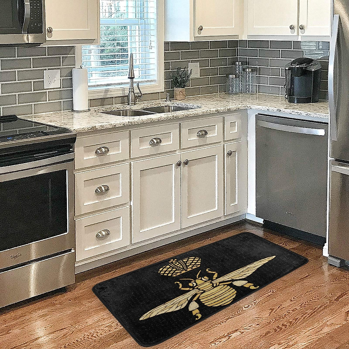Gen Bee Crown Bumblebee Kitchen Rugs Floor Mat Anti Fatigue Kitchen Mats Non Skid Washable Bath Rug Runner Doormats Carpet Sink Mat Home Decor 39 X 20 inch