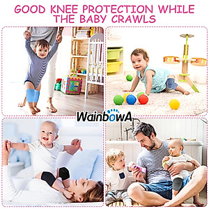 WainbowA Baby Crawling Anti Slip Knee Pads, Protect Infants & Toddlers Knees, Elbows and Legs, Unisex Baby Toddlers Kneepads, Learn to Socks Children Short Kneepads 5 Pairs, Babies Leg Warmers