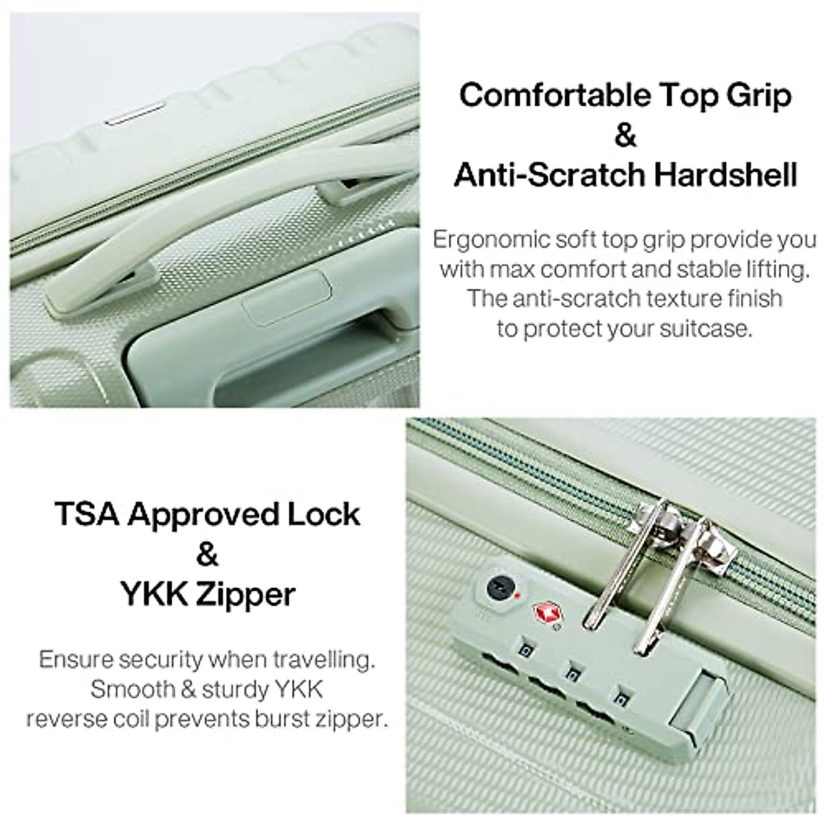 Hanke 14 Inch Underseat Carry On luggage with Wheels, Lightweight Mini Suitcase for Weekender, PC Hardside Small Carry On Bag with TSA Lock,Travel Suit Case Women men（Bamboo Green）