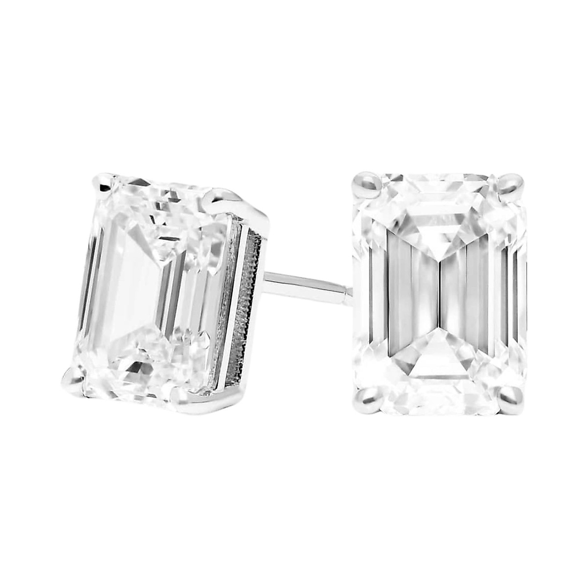 Emerald Cut Lab Grown Diamond Stud Earrings for Women | IGI Certified | 0.50 to 2.00 CTTW | E-F Color, VS1-VS2 Clarity | 14K White or Yellow Gold | Push Back Post (0.70ct., White Gold)