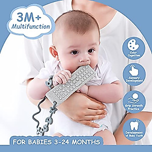 Yoolane Baby Teething Toys 2 Piece Teethers for Babies 3-24 Months Remote Control Silicone Teether for Toddler Infant Boys and Girls Freezer BPA Free Chew Toy Soothe Babies Teething Relief Sore Gums
