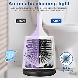 Ratolo Electric Toilet Brush,Silicone Toilet Brush,Toilet Bowl Brush and Holder Set with Ventilated Holder,Toilet Brush, Floor Standing, Wall Mounted Without Drilling，Rechargeable