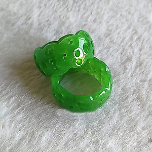 通用 New emerald ring men's and women's universal ring hollowed out carved jade ring couple marriage jewelry (10)