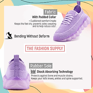 The Fashion Supply Kids' Shoes, Cynthiabubble Sneakers, Lightweight & Breathable, White, Big Kid 2, Athletic Shoes